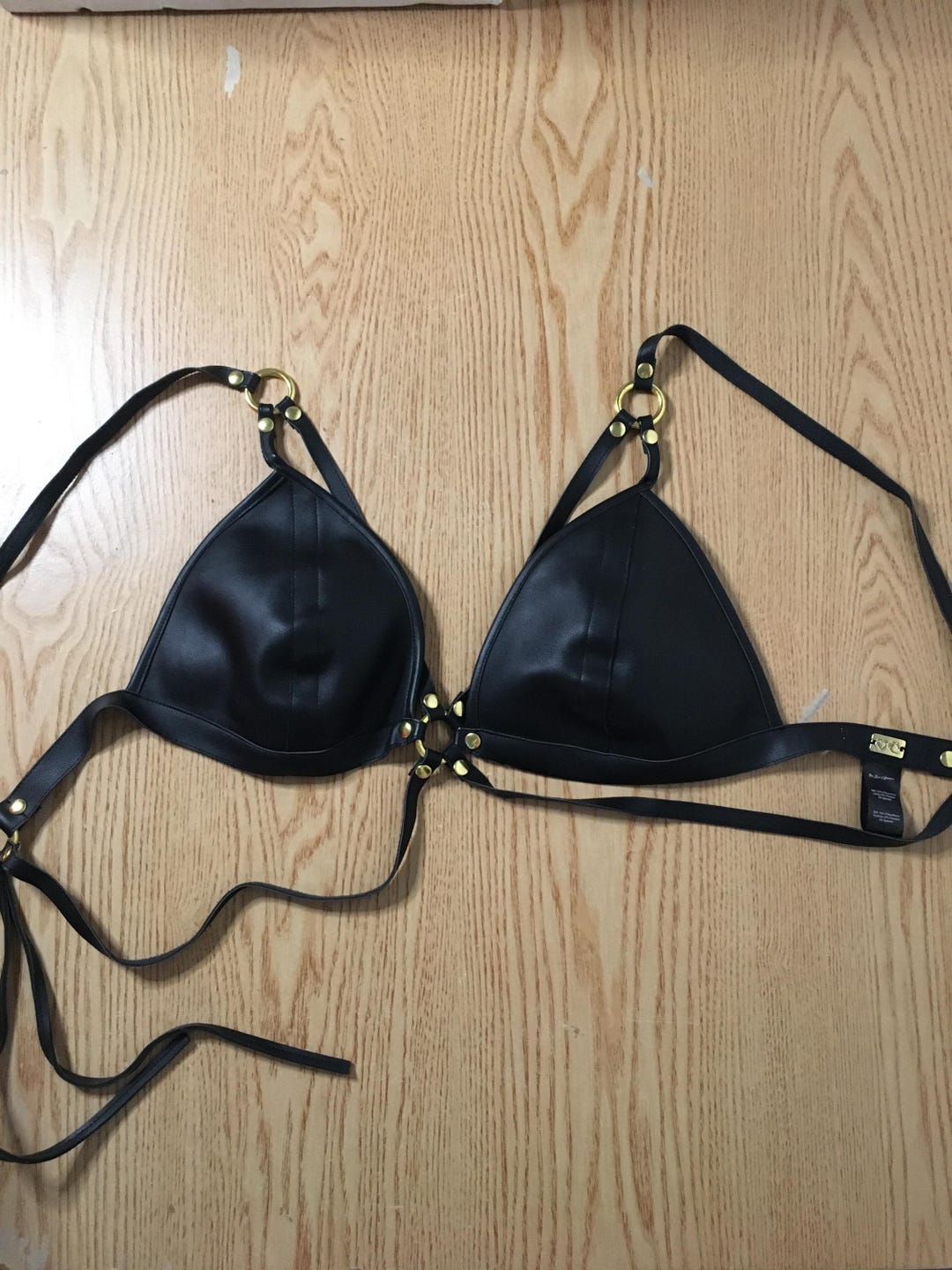 New Womens for Love & Lemons Skivvies Strappy Faux Leather Bralette Top ...