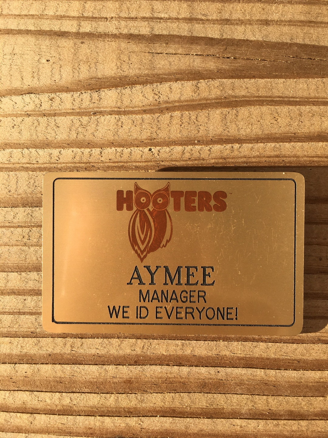 Hooters Girl Worn Gold Uniform Manager Name Tag “aymee” 4 Available - Etsy