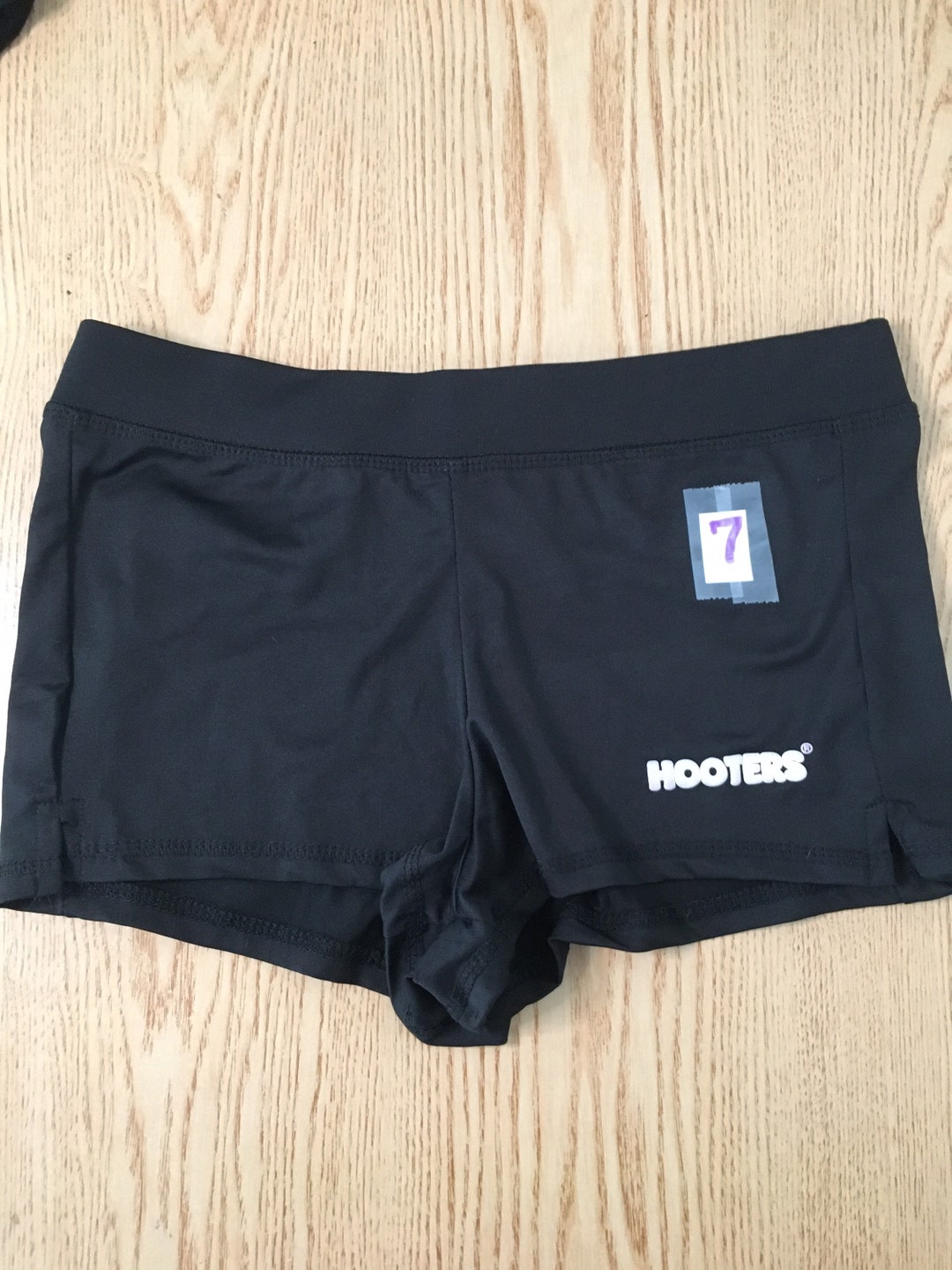 B36 #7 Super Sexy Rare Hooters Girl Worn Uniform Shorts Black Stretchy ...