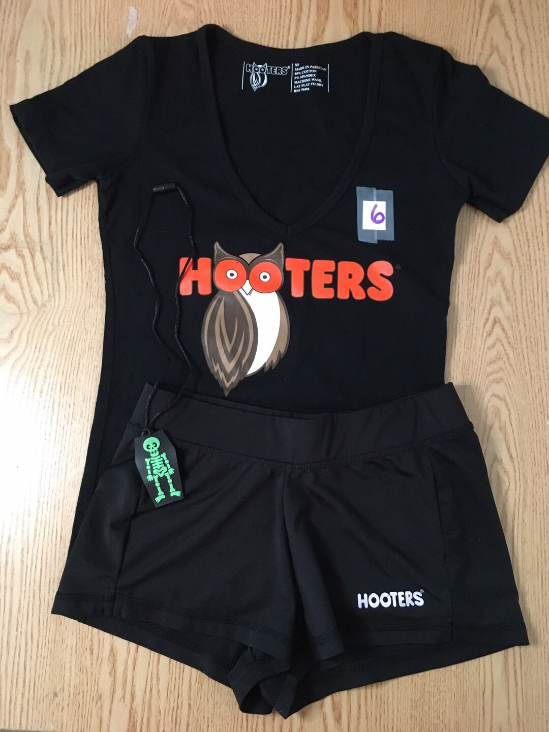 Bin 1 6 Hooters Girl Worn Super Sexy Uniform Short Sleeve V-neck Tee ...
