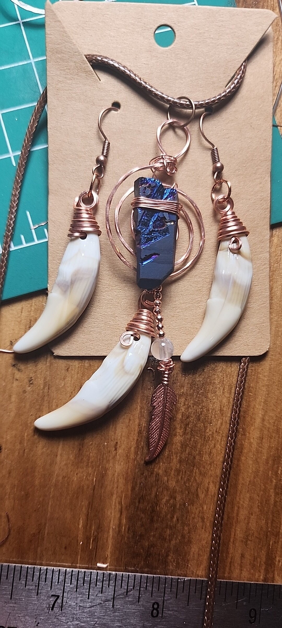 Resin Wolf Teeth Set, With Quartz Crystal and Wrapped Copper - Etsy