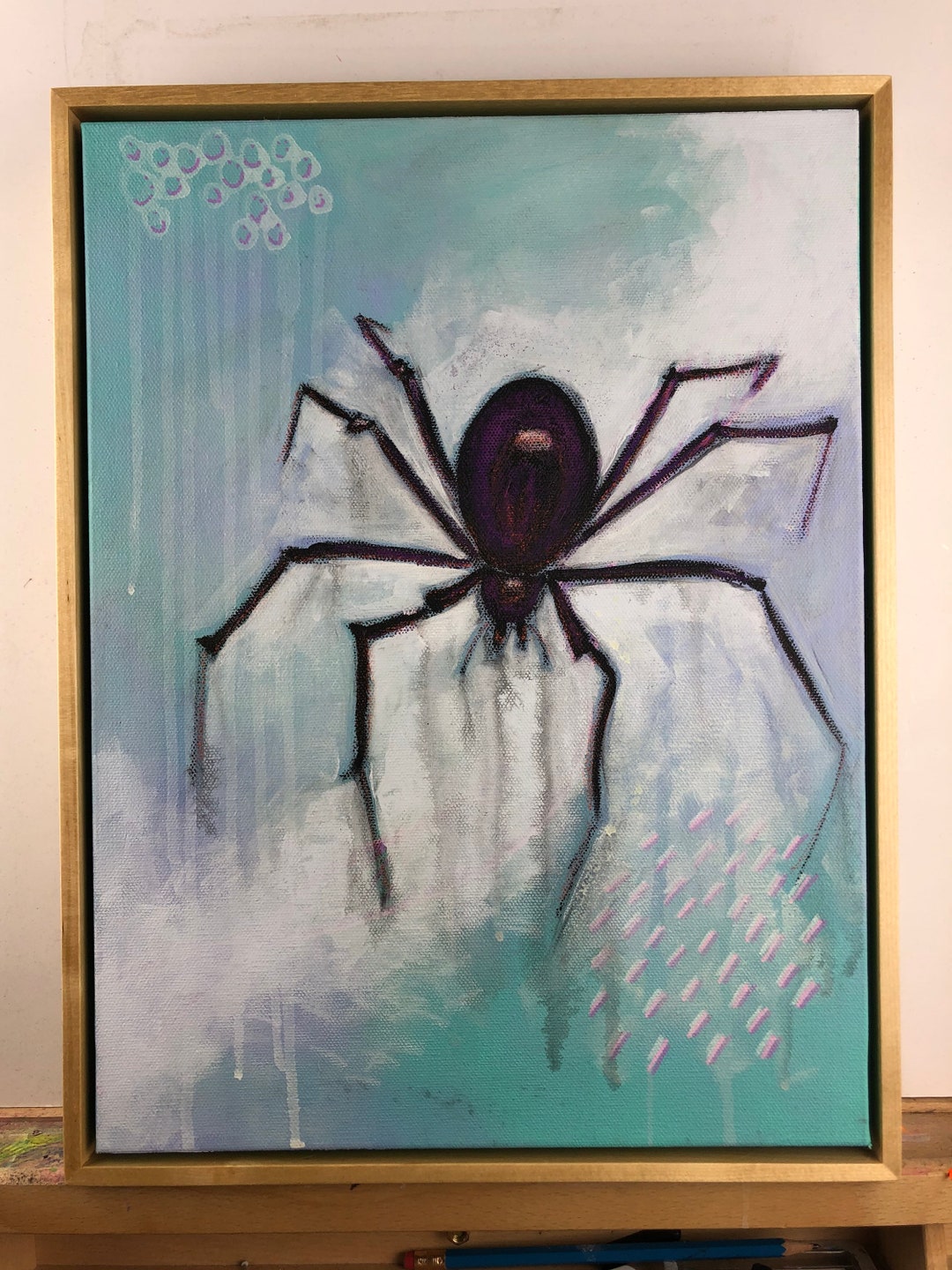 Original Spider Acrylic Painting 12 X 16 on Stretched Canvas With ...