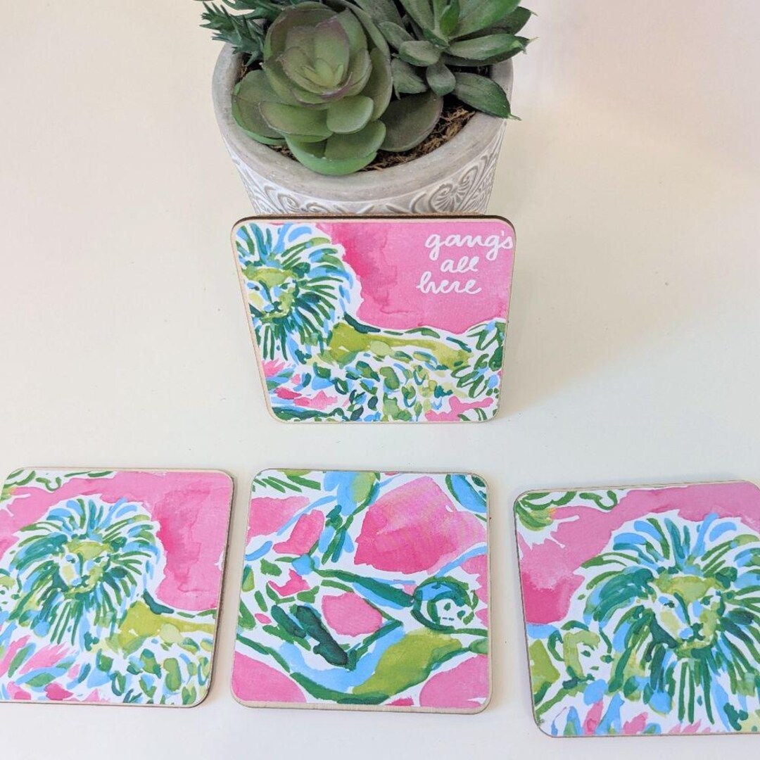 Set of 4 Lilly Pulitzer Coasters Handmade - Etsy