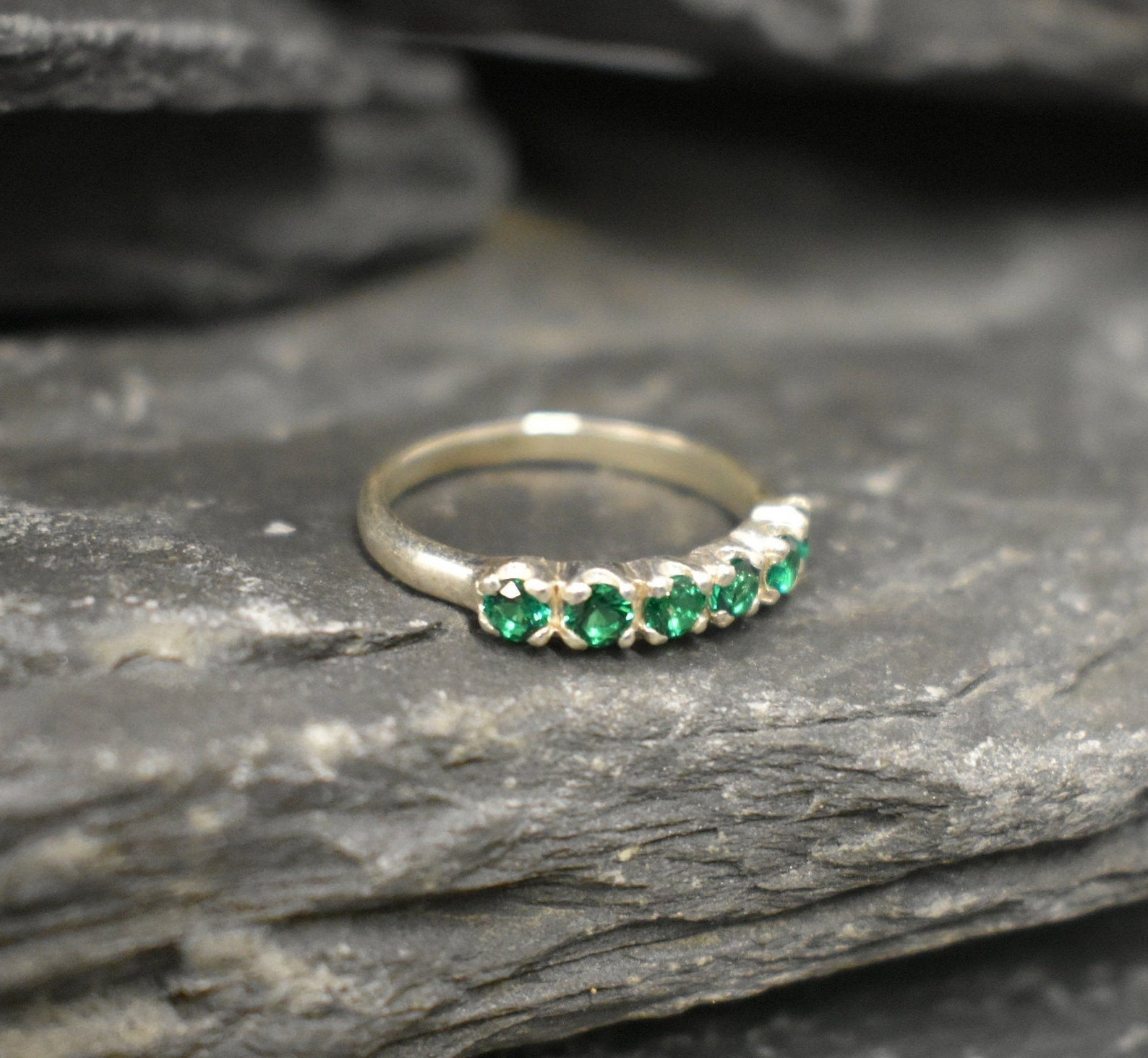 Created Emerald Ring Created Emerald Half Eternity Ring | Etsy
