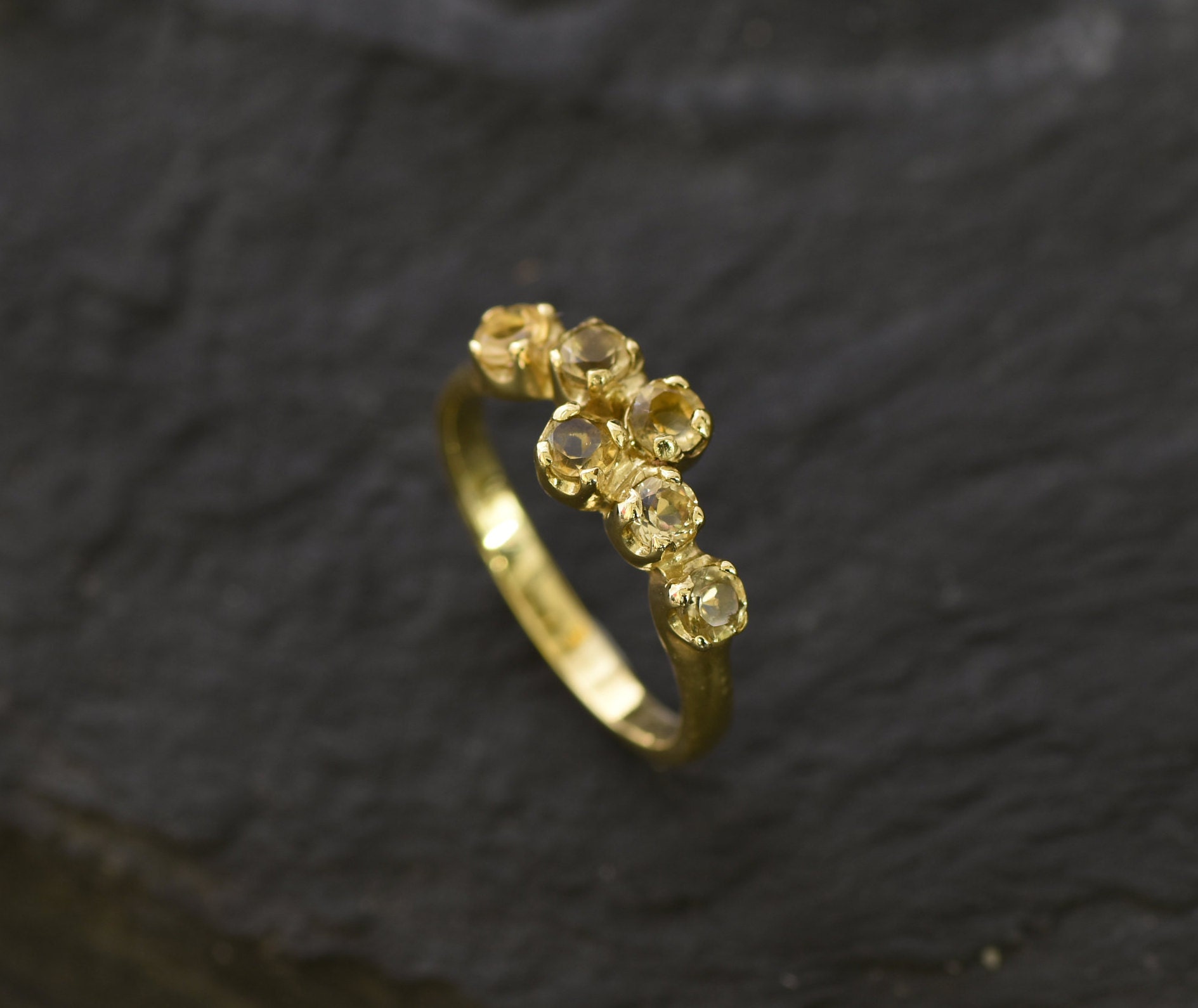 Gold Citrine Ring Natural Citrine Stackable Band November - Etsy