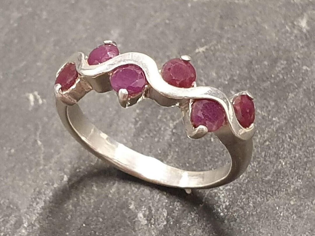 Ruby Band, Natural Ruby, Stackable Ring, July Birthstone, Red Vintage ...