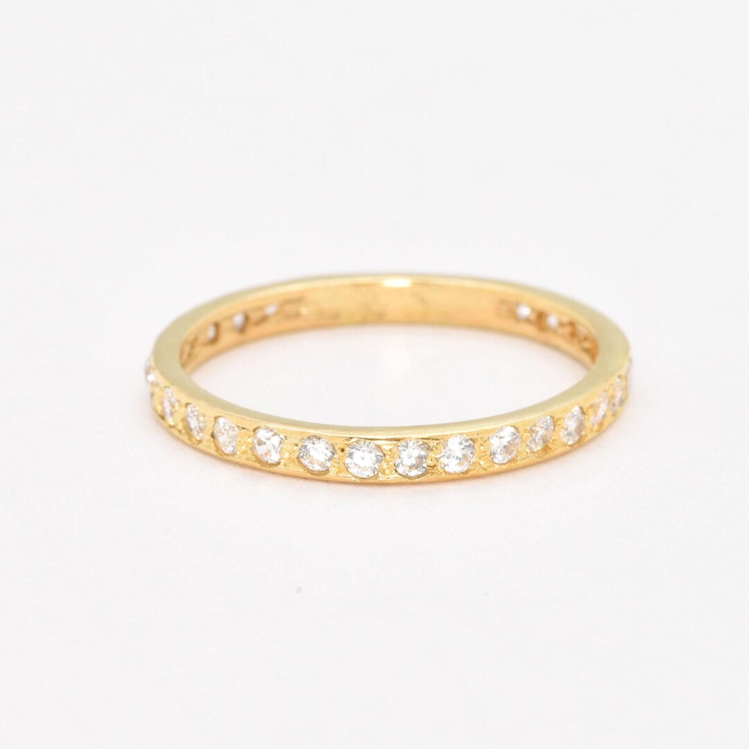 Diamond Gold Band, Eternity Diamond Ring, Created Diamond, Stackable ...