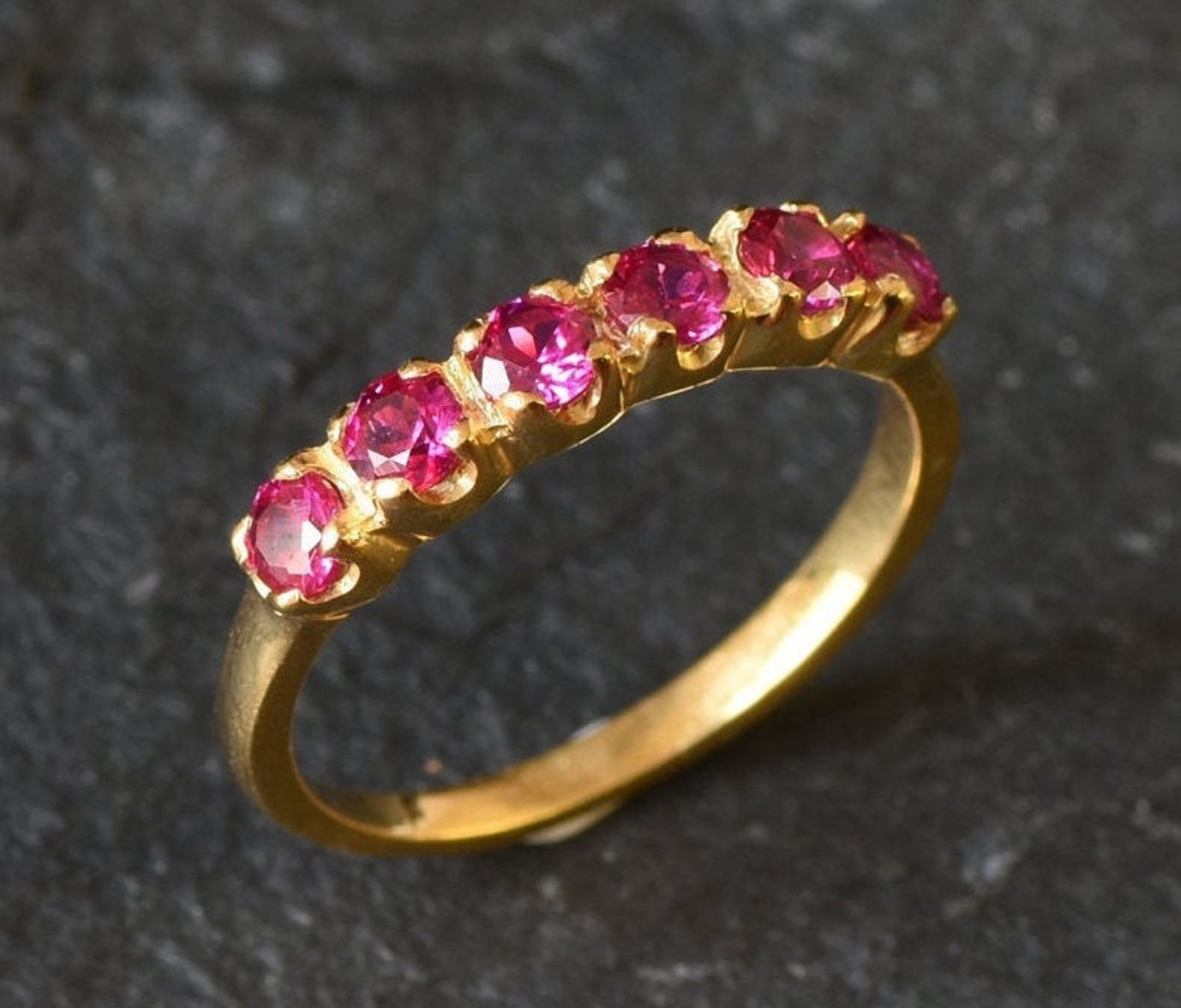 Gold Ruby Ring Created Ruby Stackable Ring Gold Ruby Band - Etsy UK