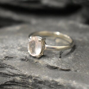 Rose Quartz Ring Natural Rose Quartz Solitaire Ring Dainty - Etsy