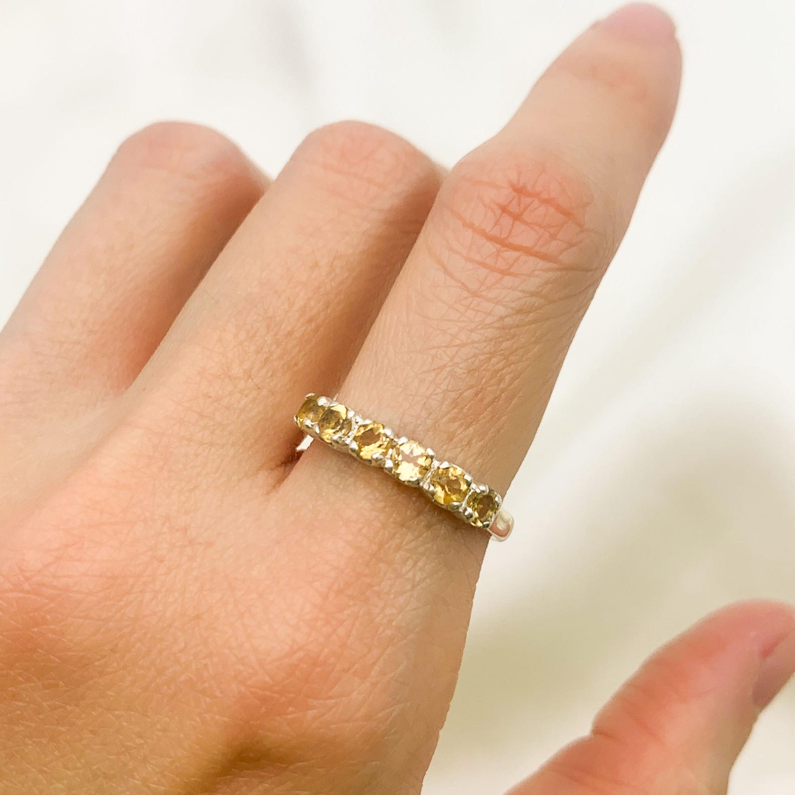 Citrine Band, Natural Citrine, November Birthstone, Half Eternity Ring ...
