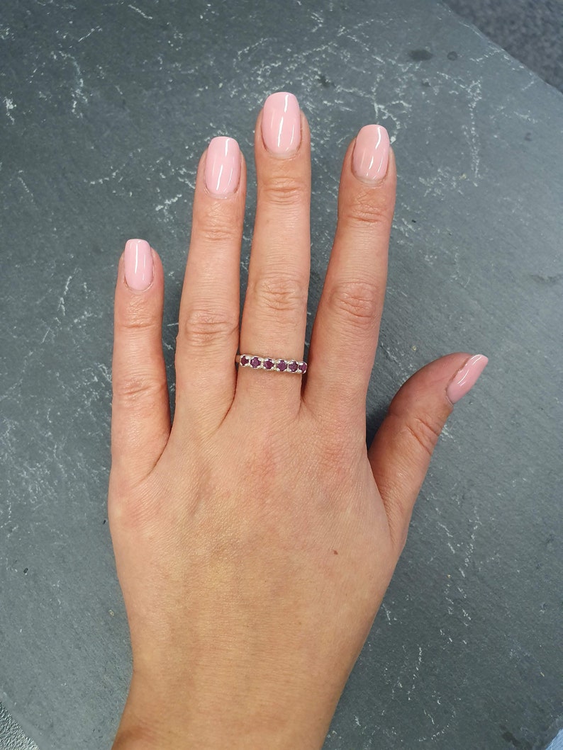 Natural Ruby Ring Ruby Ring Red Ruby Ring Half Eternity | Etsy