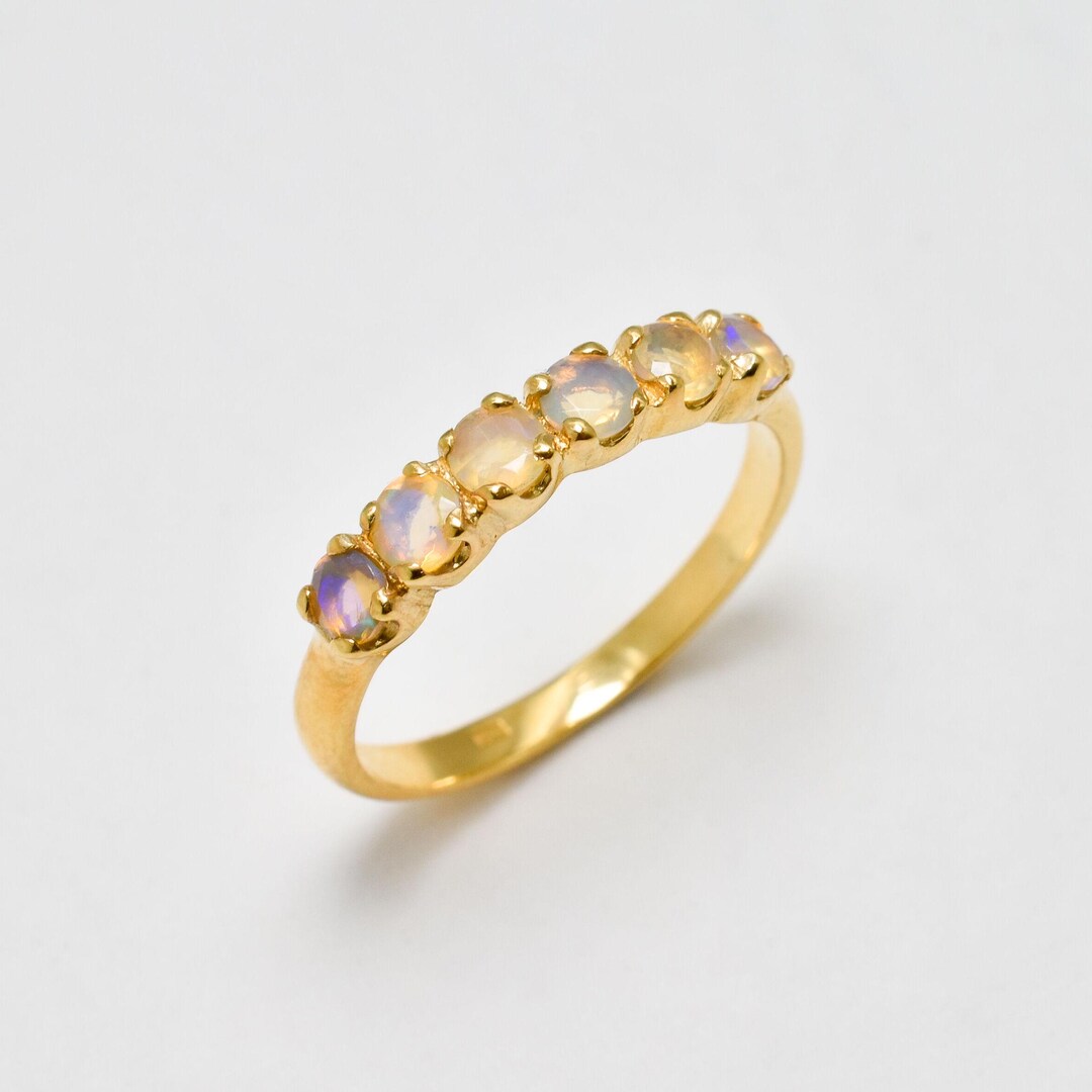 Opal Band, Ethiopian Opal Band, Natural Opal, October Birthstone, Gold ...