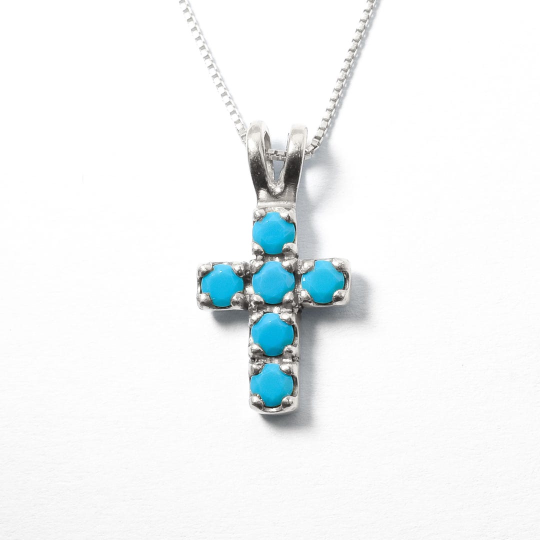 Silver Turquoise Pendant, Natural Turquoise, Silver Cross Necklace ...