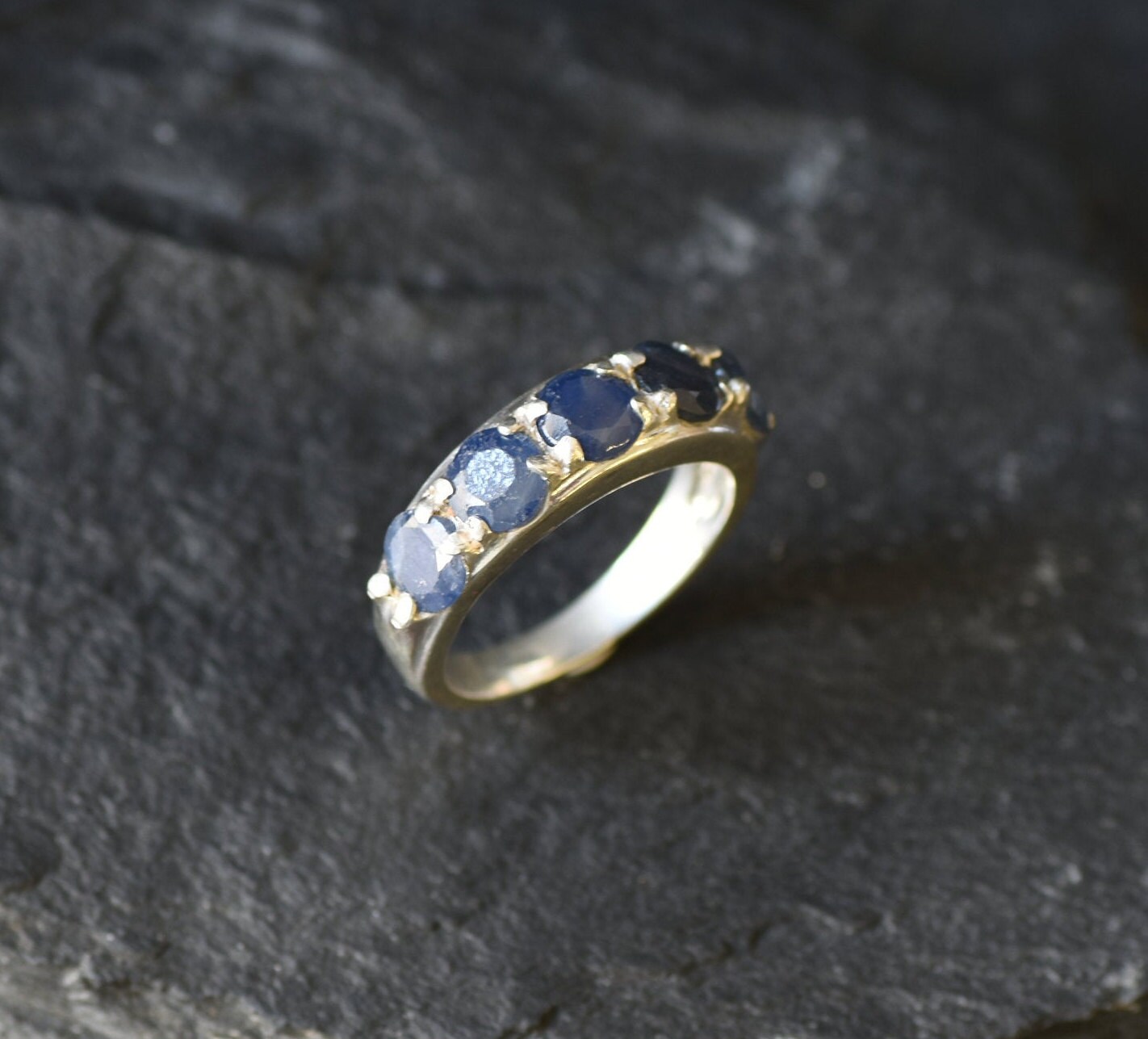 Wide Sapphire Band Natural Sapphire Ring Thick Blue Band | Etsy