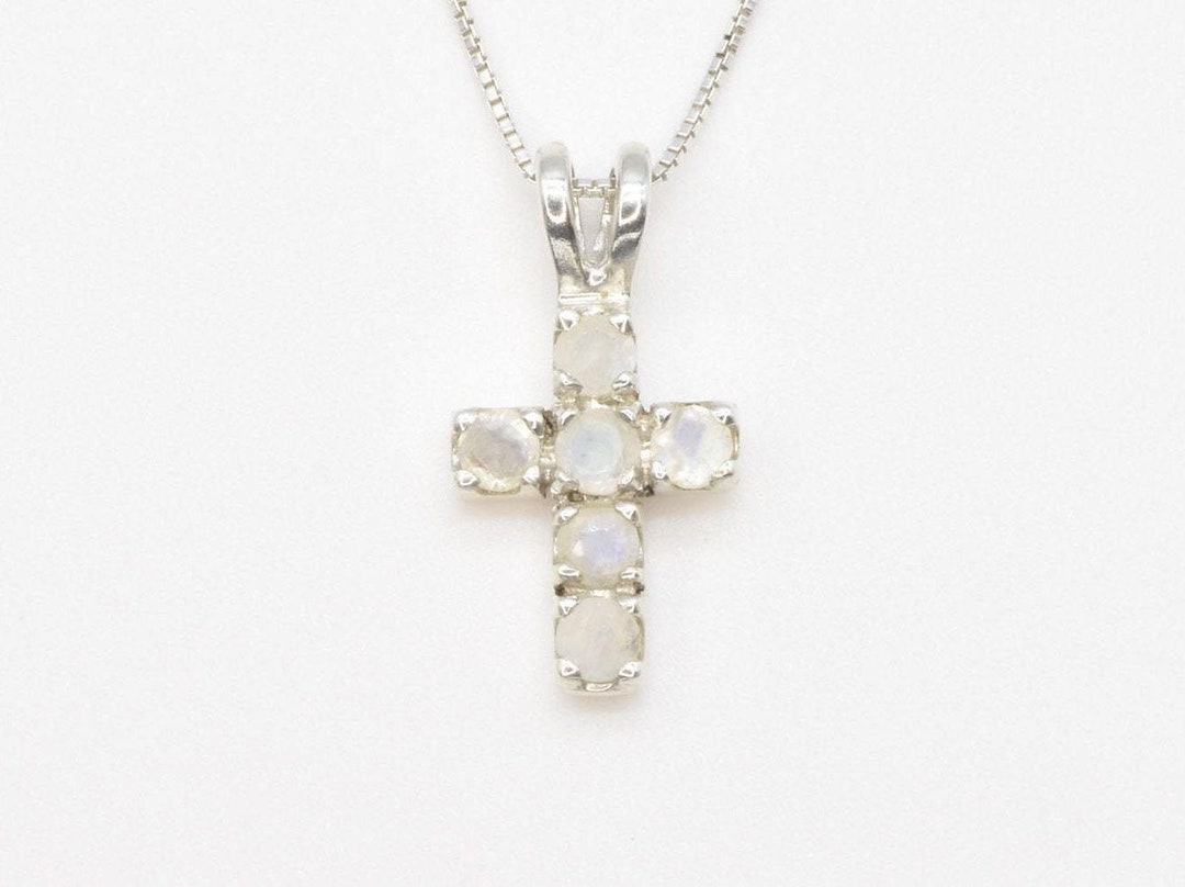 Moonstone Cross Pendant, Natural Moonstone Necklace, June Birthstone ...
