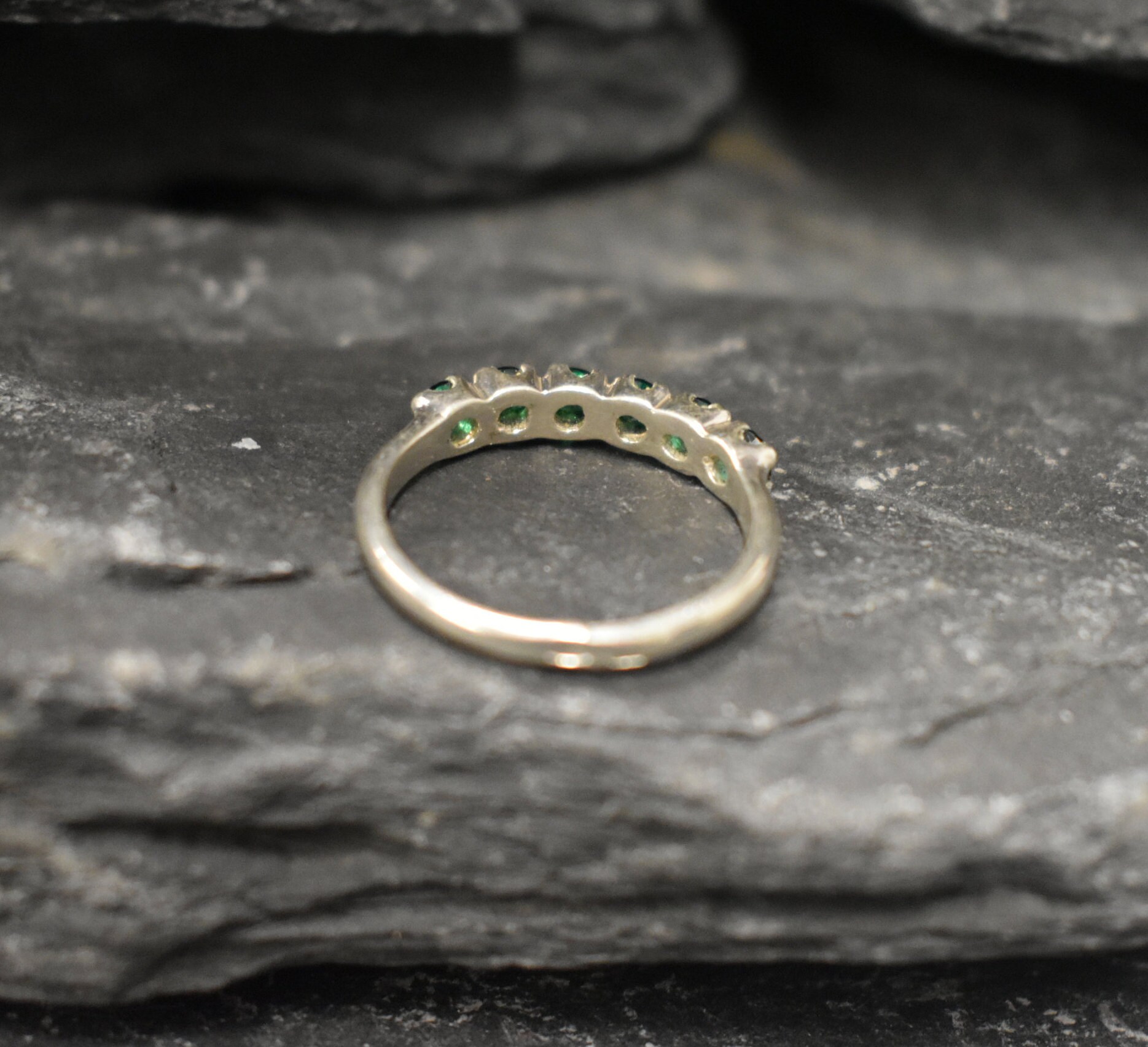 Created Emerald Ring Created Emerald Half Eternity Ring | Etsy