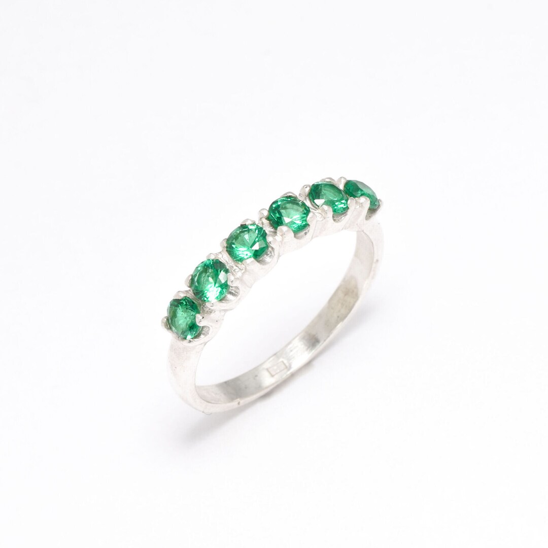 Created Emerald Ring, Created Emerald, Half Eternity Ring, Vintage Ring ...
