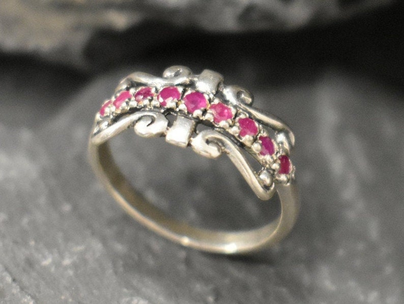 Ruby Ring Vintage Band Natural Ruby Stackable Ring July - Etsy