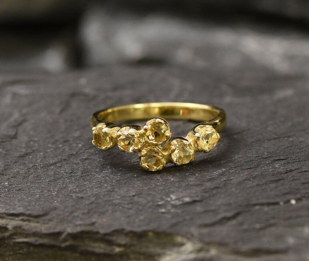 Gold Citrine Ring, Natural Citrine, Stackable Band, November Birthstone ...