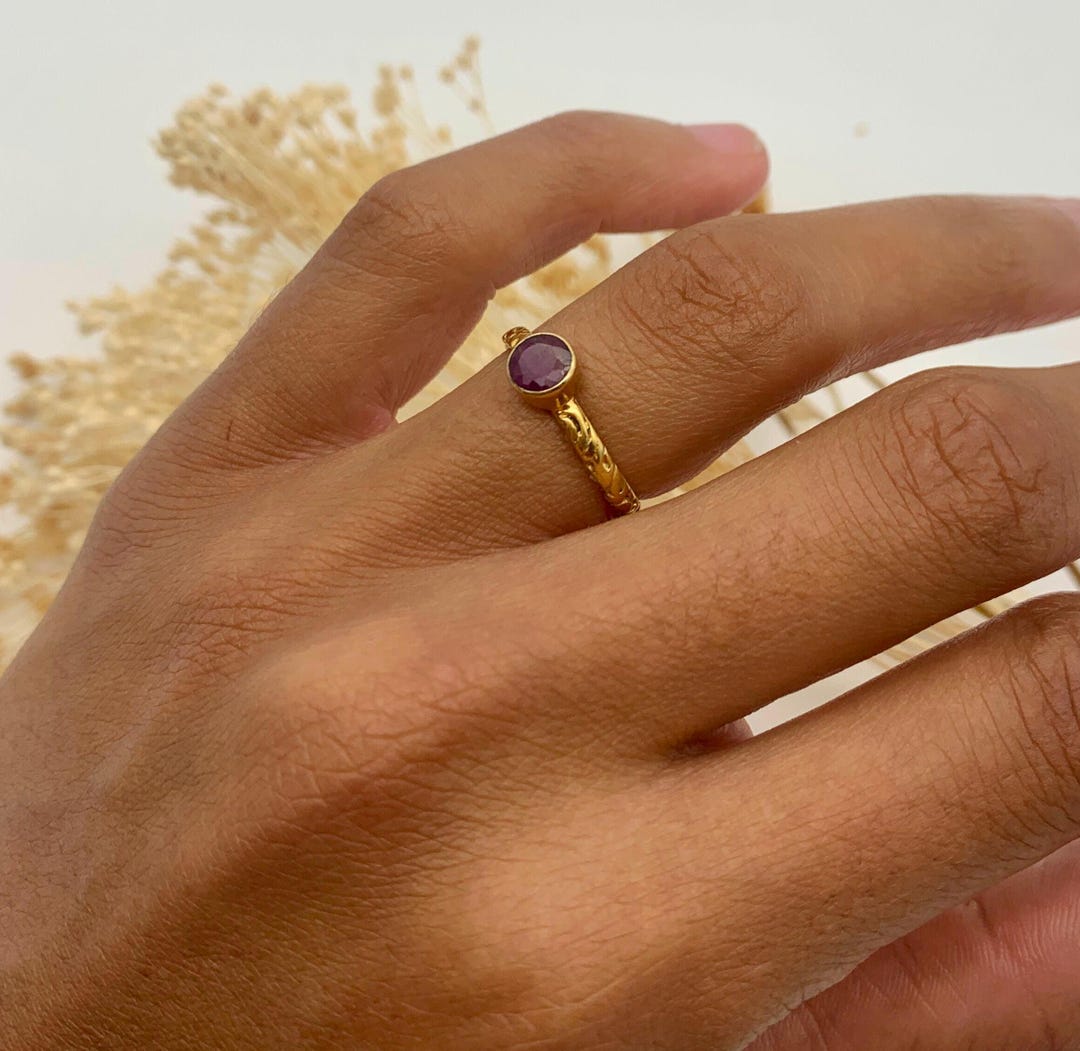 Gold Ruby Ring, Natural Ruby, July Birthstone, Gold Solitaire Ring ...