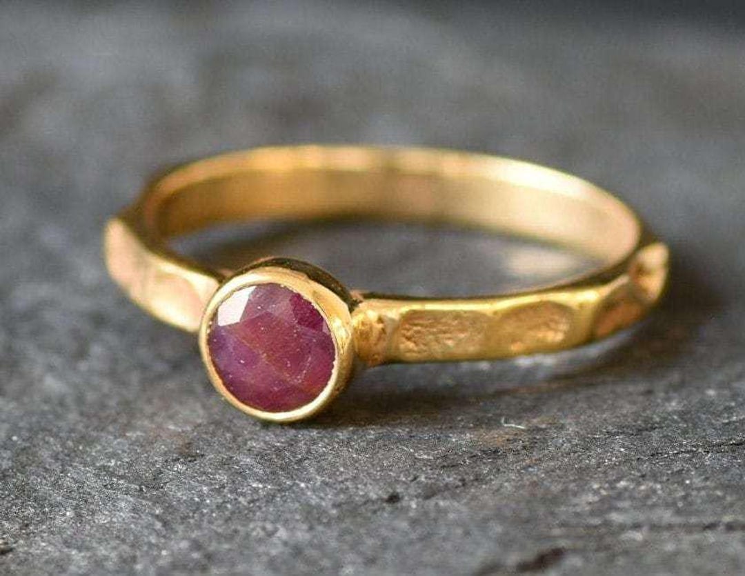 Gold Ruby Ring, Natural Ruby, July Birthstone, Gold Solitaire Ring ...