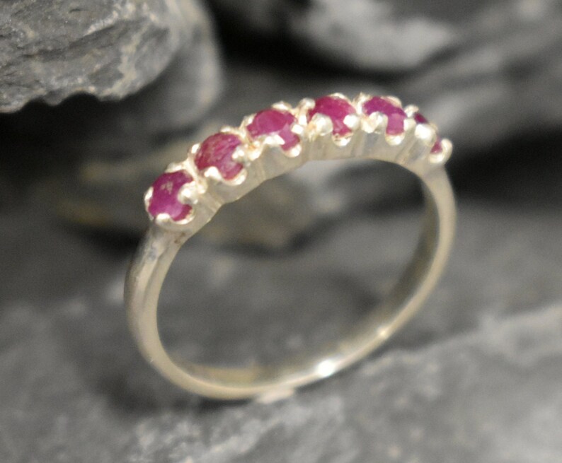 Natural Ruby Ring Ruby Ring Red Ruby Ring Half Eternity - Etsy