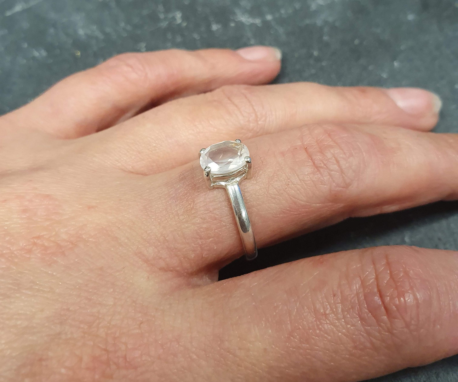 Rose Quartz Ring Natural Rose Quartz Solitaire Ring Dainty - Etsy