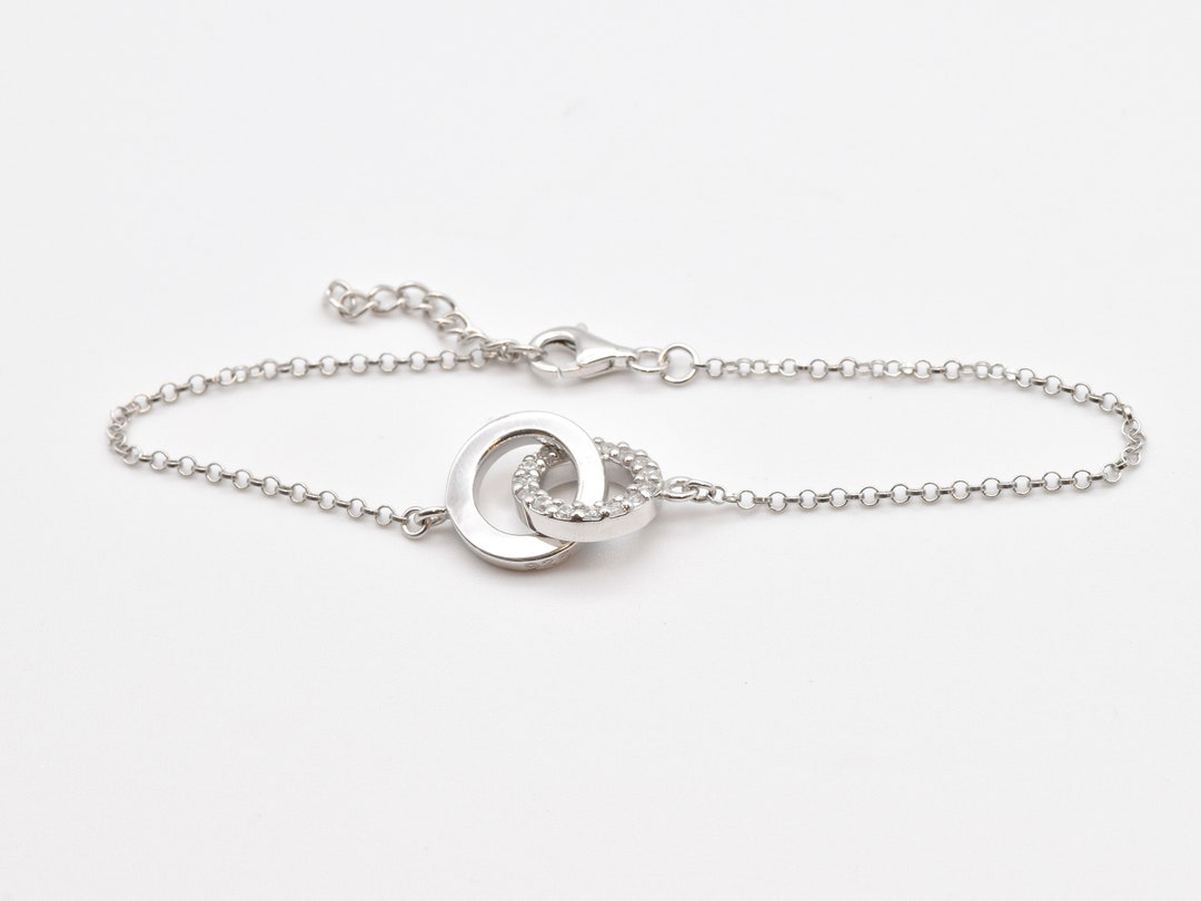 Diamond Charm Bracelet, Created Diamond, Interlocking Circles Bracelet ...