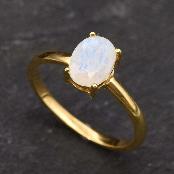 Gold Moonstone Ring - Etsy