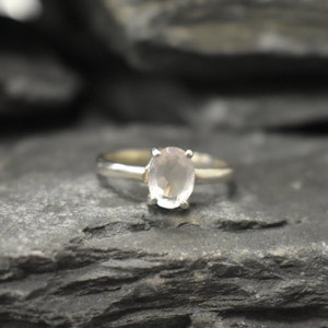 Rose Quartz Ring Natural Rose Quartz Solitaire Ring Dainty - Etsy