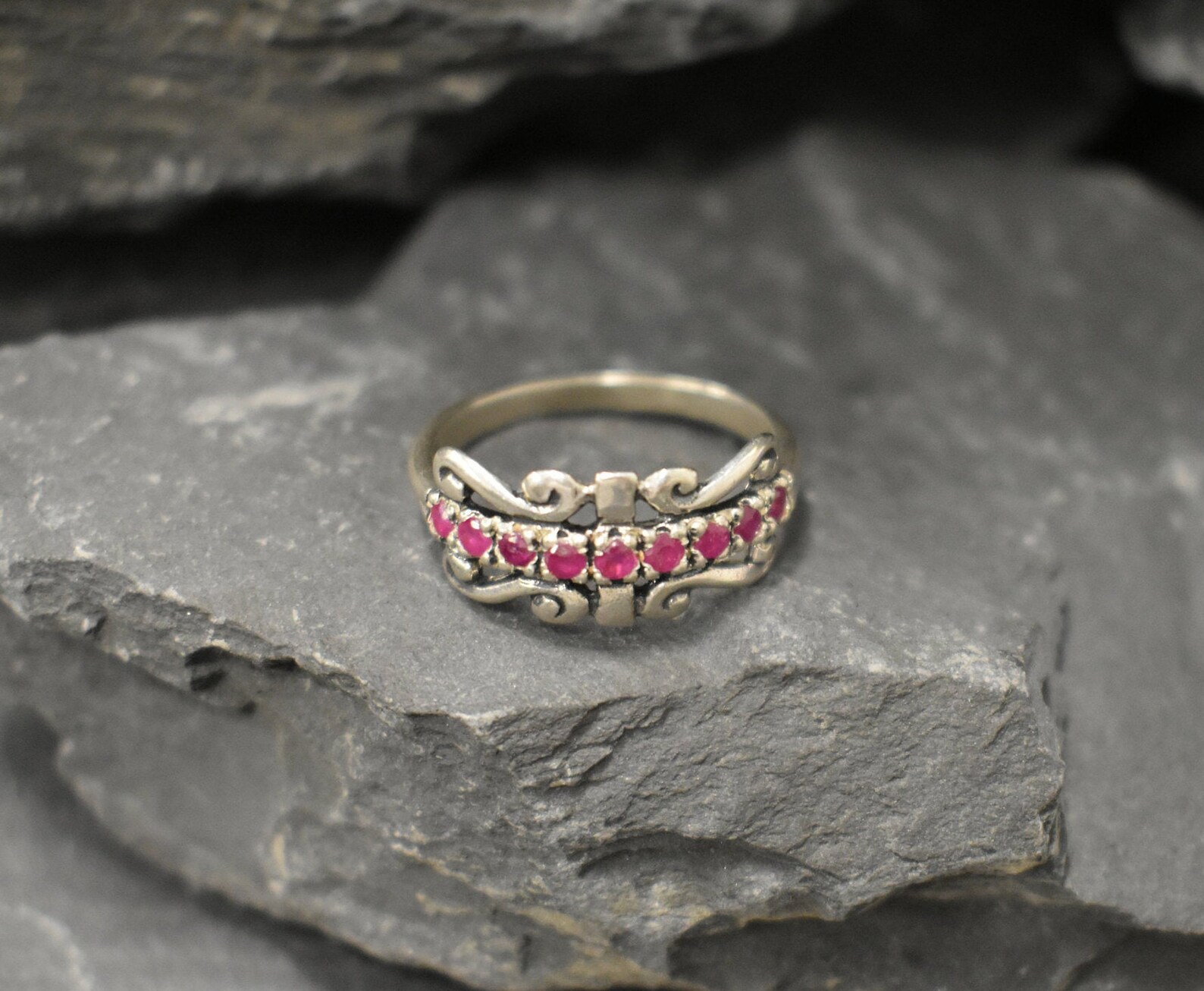 Ruby Ring Vintage Band Natural Ruby Stackable Ring July - Etsy