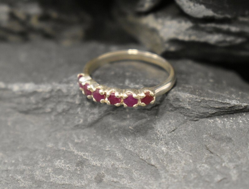 Natural Ruby Ring Ruby Ring Red Ruby Ring Half Eternity | Etsy