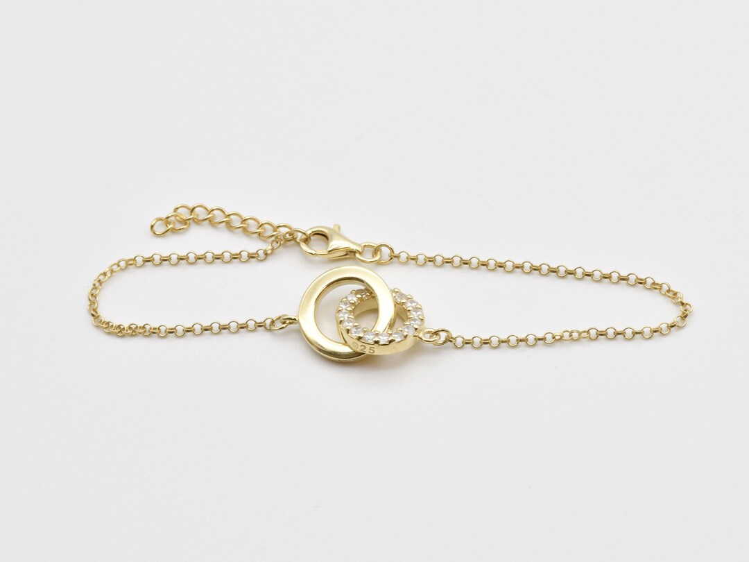 Gold Diamond Bracelet, Created Diamond, Interlocking Circles Bracelet ...
