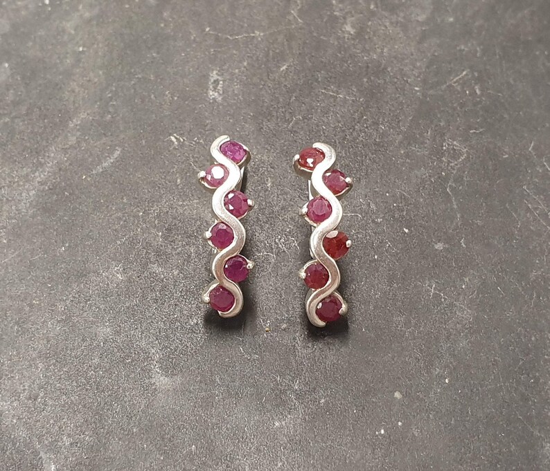 Ruby Stud Earrings Natural Ruby Long Studs July Birthstone | Etsy