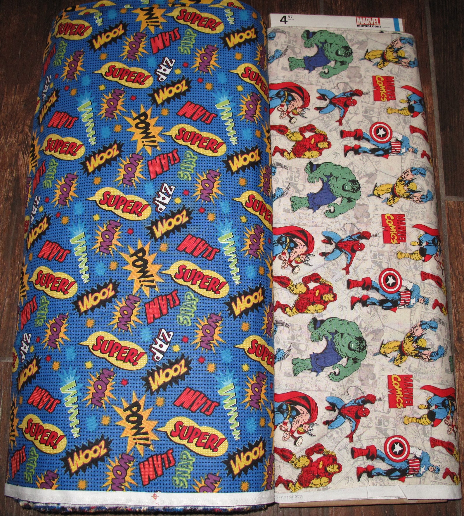 Marvel Superhero Words & Marvel Character Toss 100% Quilting Cotton ...