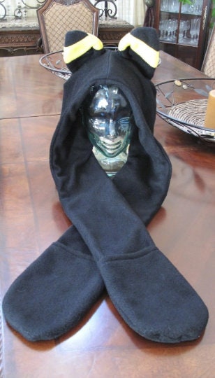 Umbreon Pokemon Yellow Black Fleece Ear Scarf Hoodie or Scarf Hoodie ...