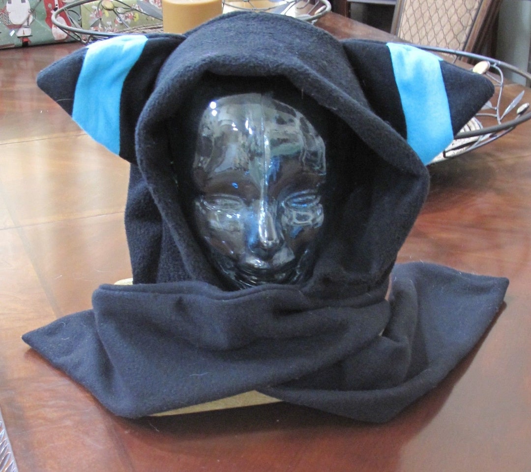 Pokemon Blue Shiny Umbreon Fleece Ear Scarf Hoodie Hat & Scarf Hoodie ...