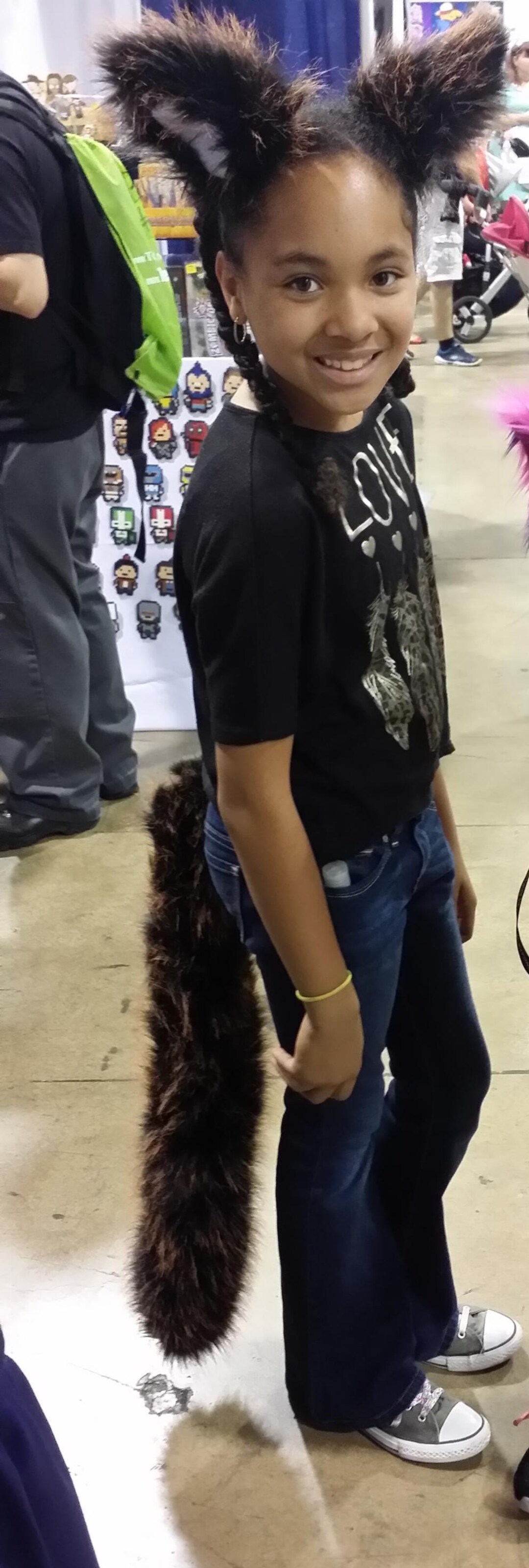 Cosplay Wolf Dog Black Orange Tip Luxury Shag Faux Fur Ears on Headband ...