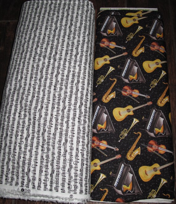 Musical Instruments or Notes Print 100% Quilting Cotton Fabric - Etsy