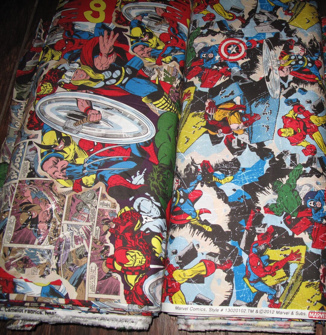 Marvel Comic Book Prints 100% Quilting Cotton Fabric Sold by Quarter ...