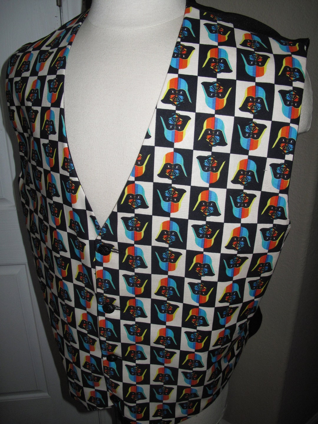 Star Wars Retro Darth Vader Helmet Print Sporty Vest or Tuxedo Vest in ...