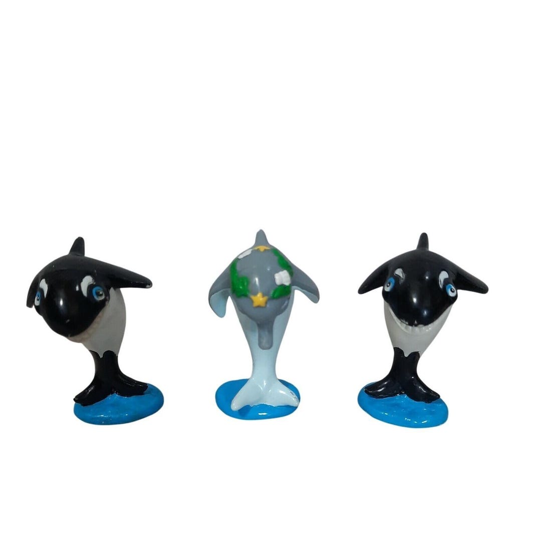 1987 Seaworld Shamu Dolphin Whale PVC Figure Set of 3 Cake Toppers ...