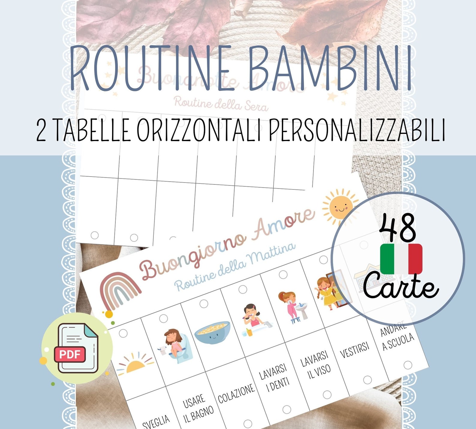 Italian Daily Routine Chart, Kids Visual Schedule (PDF) - Etsy
