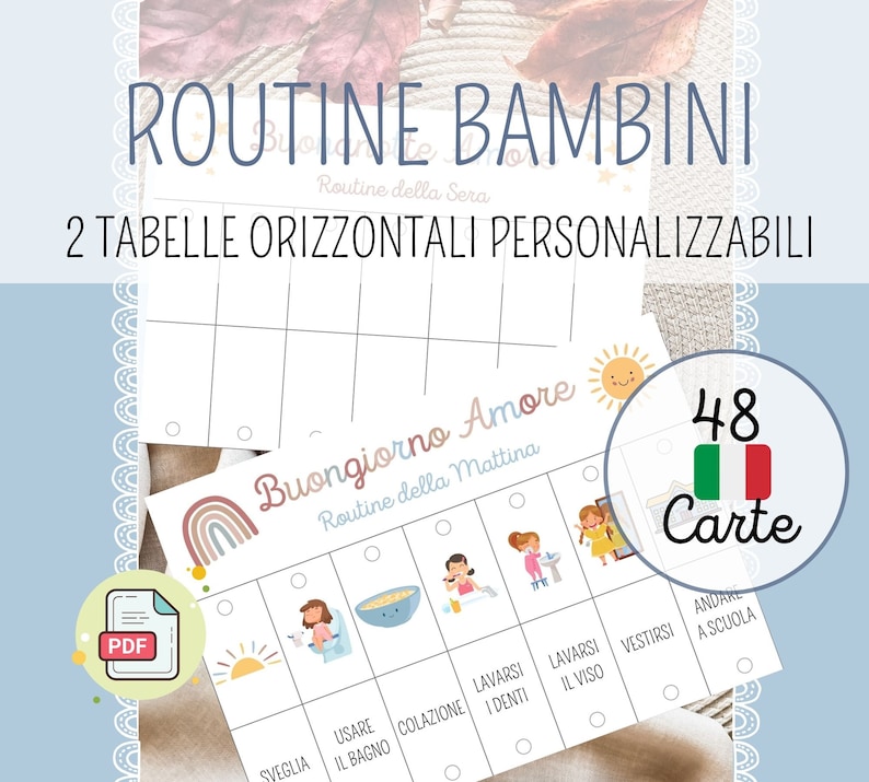 Italian Daily Routine Chart, Kids Visual Schedule (PDF) - Etsy