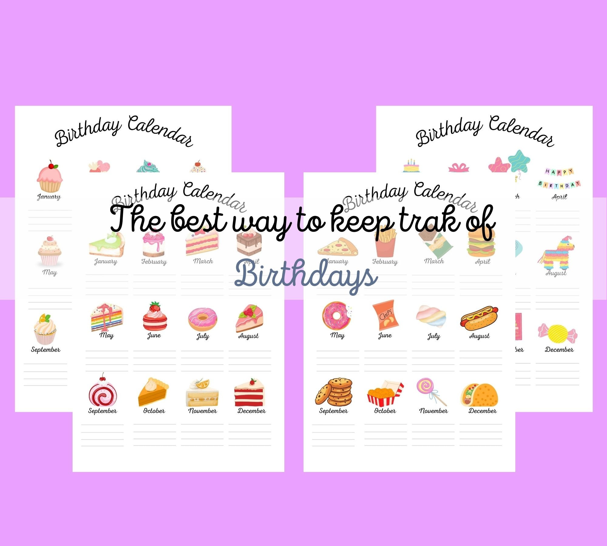 BIRTHDAY TRAKER, Birthday Calendar, Printable Birthday List, Birthday ...