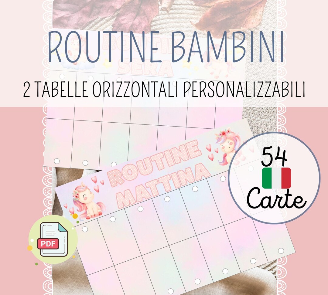 Italian Unicorn Routine Chart, Kids Daily Schedule (PDF) - Etsy