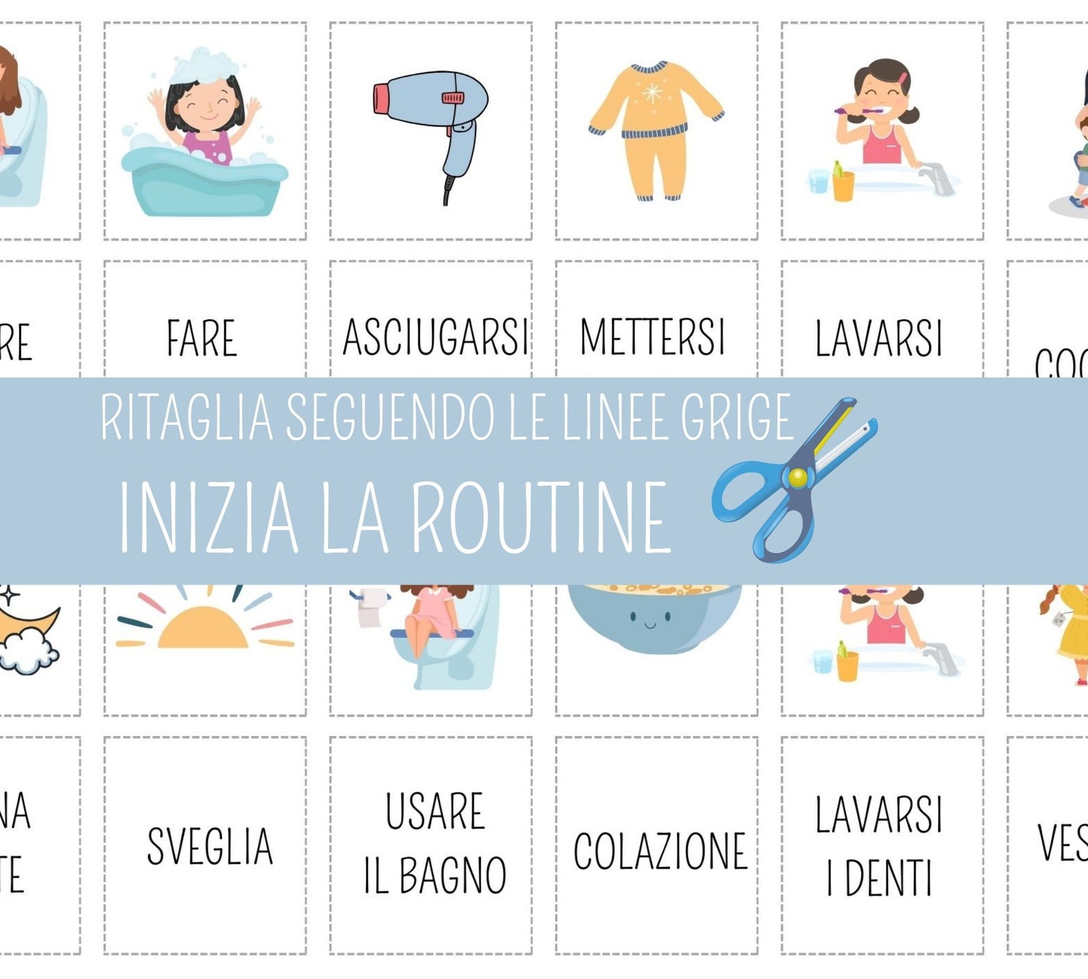 Italian Daily Routine Chart, Kids Visual Schedule (printable PDF) - Etsy