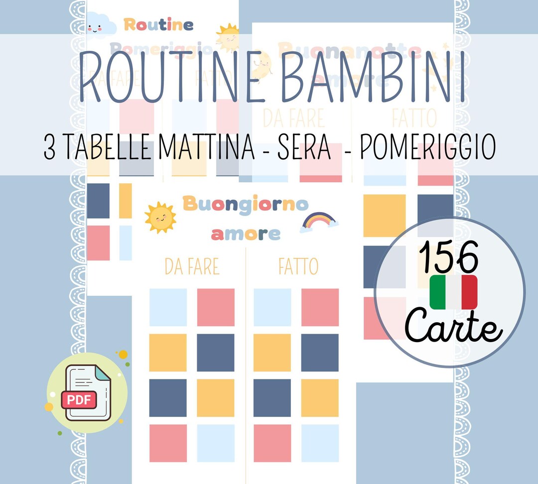 Italian Daily Routine Chart, Kids Visual Schedule (printable PDF) - Etsy