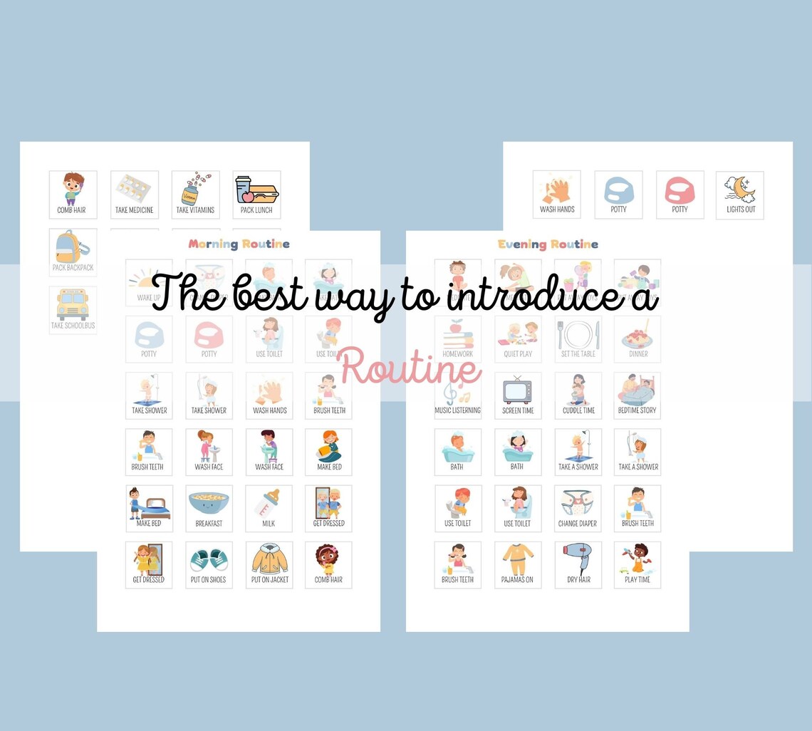 KIDS ROUTINE, Toddler Daily Routine Chart, Morning and Evening ...