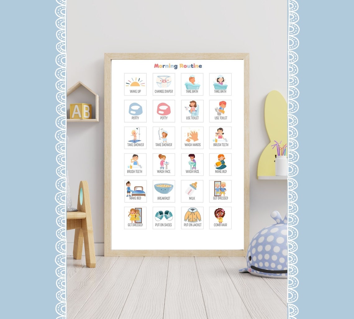 KIDS ROUTINE Toddler Daily Routine Chart Morning and Evening - Etsy
